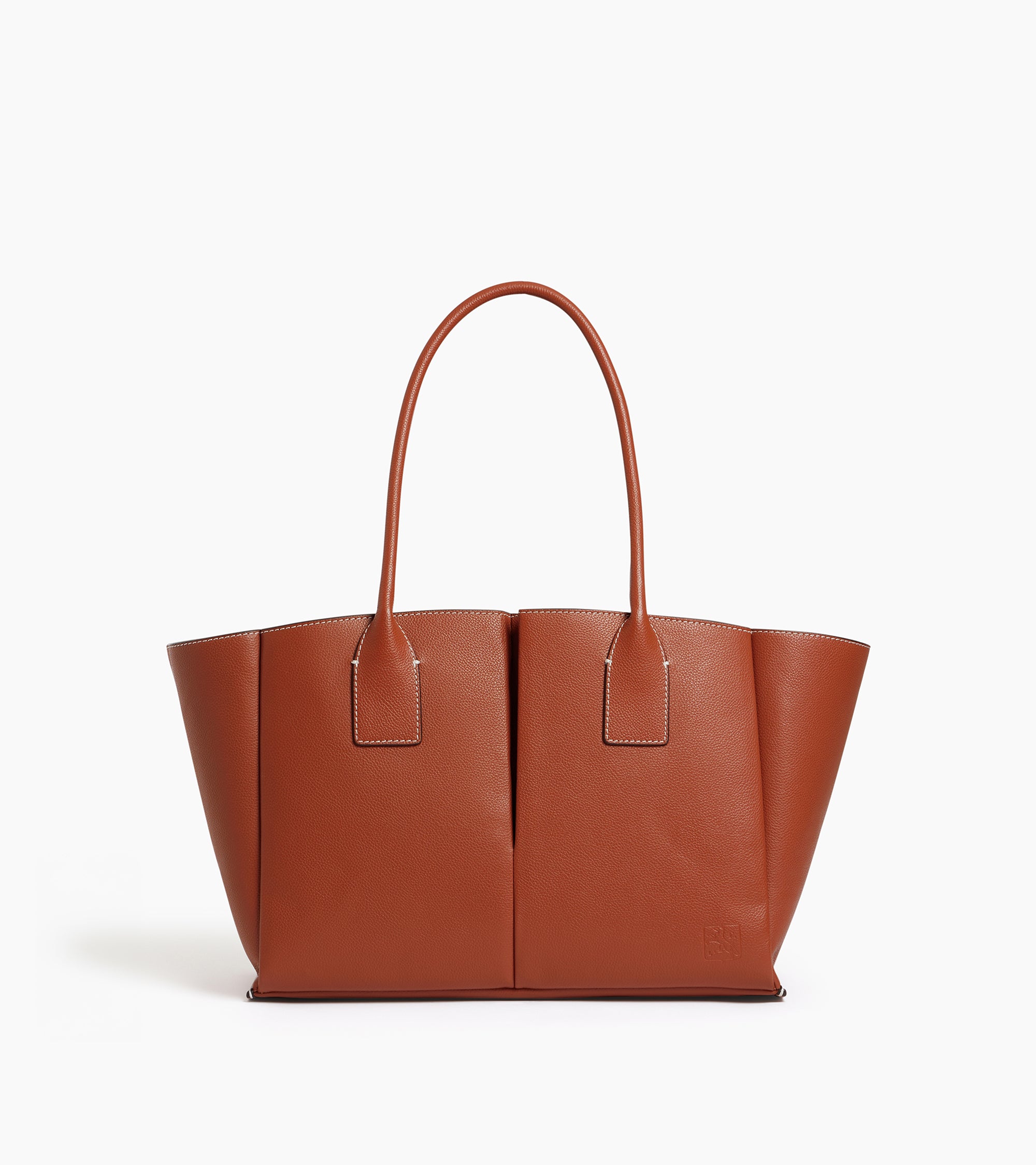 Grand sac cabas Elena en cuir grainé Marron Acajou